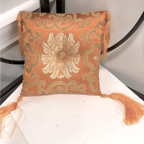 Accents | Pillow Orange Gold Brocade Size 6x6 | Poshmark